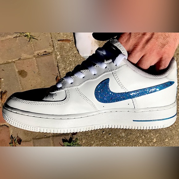 Nike | Shoes | Custom Nike Air Force S Size 7y White With Dark Teal ...